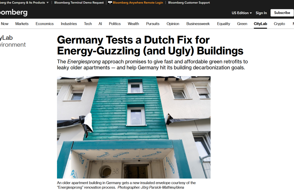 Bloomberg: Germany Tests a Dutch Fix for Energy-Guzzling | Energiesprong DE